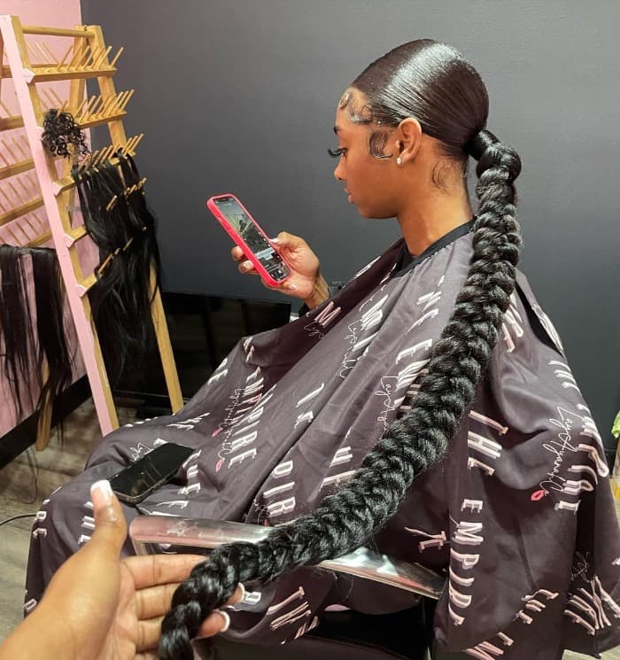 Slick back braided ponytail store